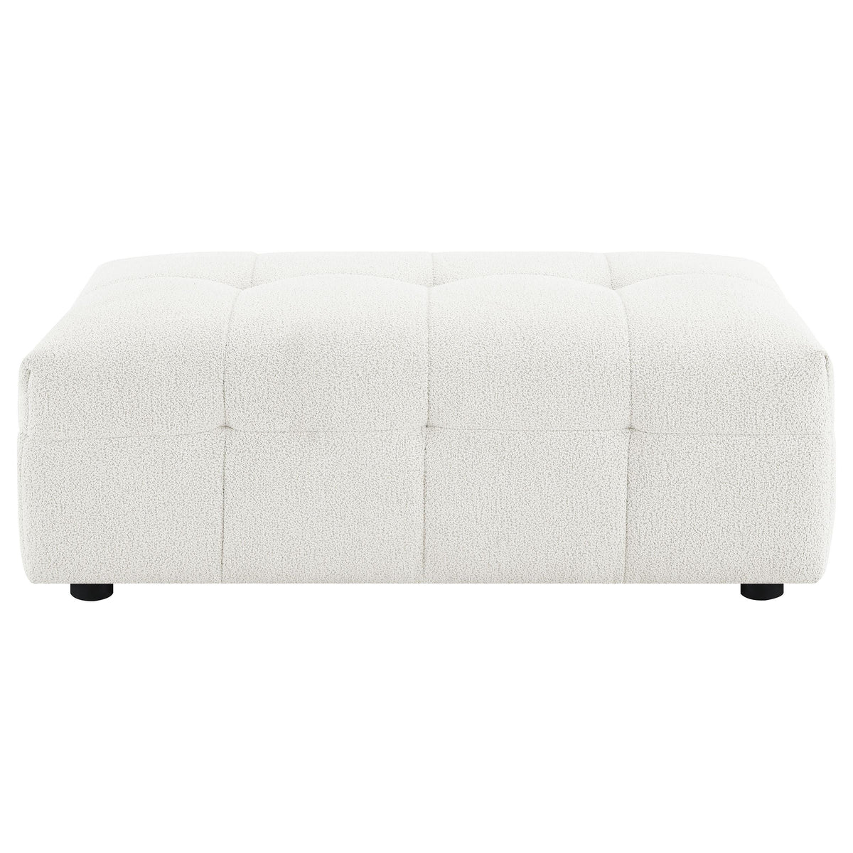 Everly Boucle Upholstered Rectangular Ottoman Off White - Eve Furniture