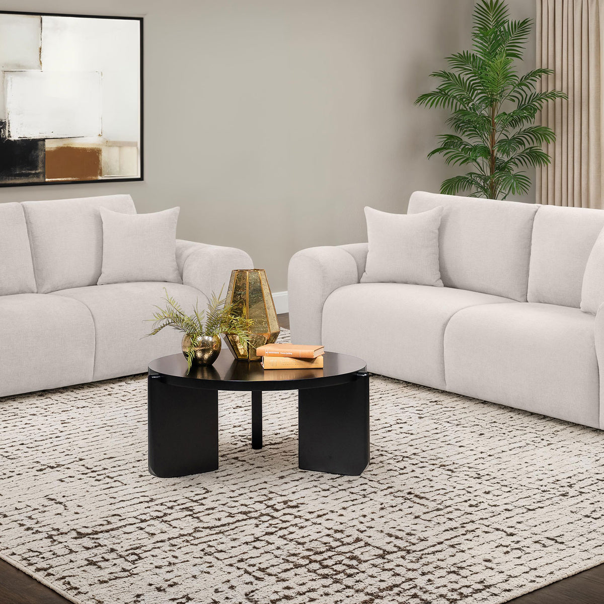 Burnett Ivory 2-piece Chenille Upholstered Sofa Set - Eve Furniture