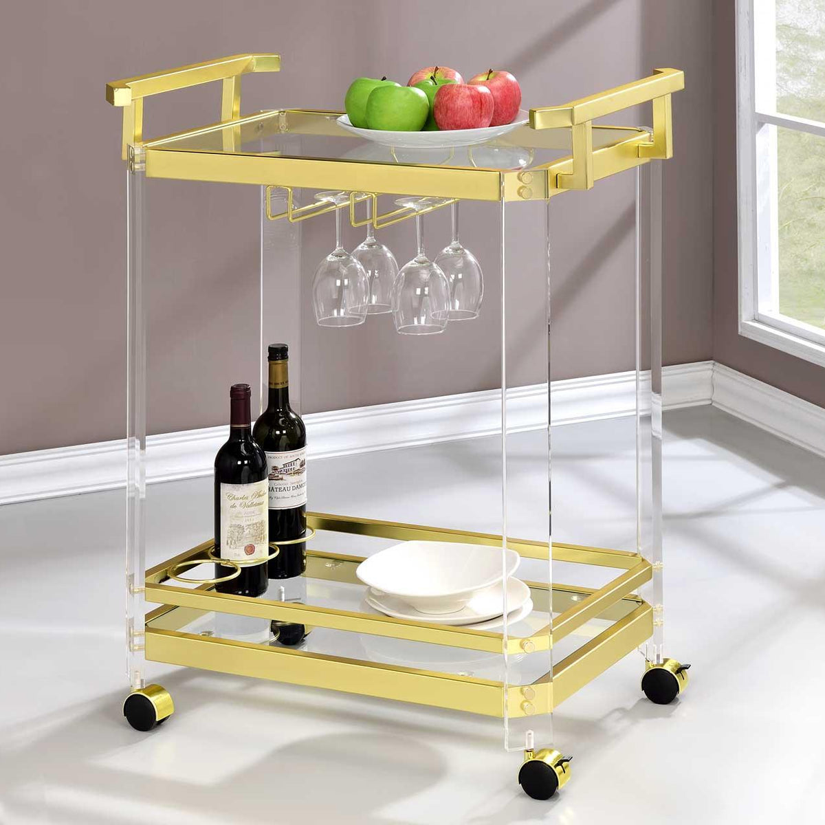 Aerin Server Cart, Gold - Eve Furniture