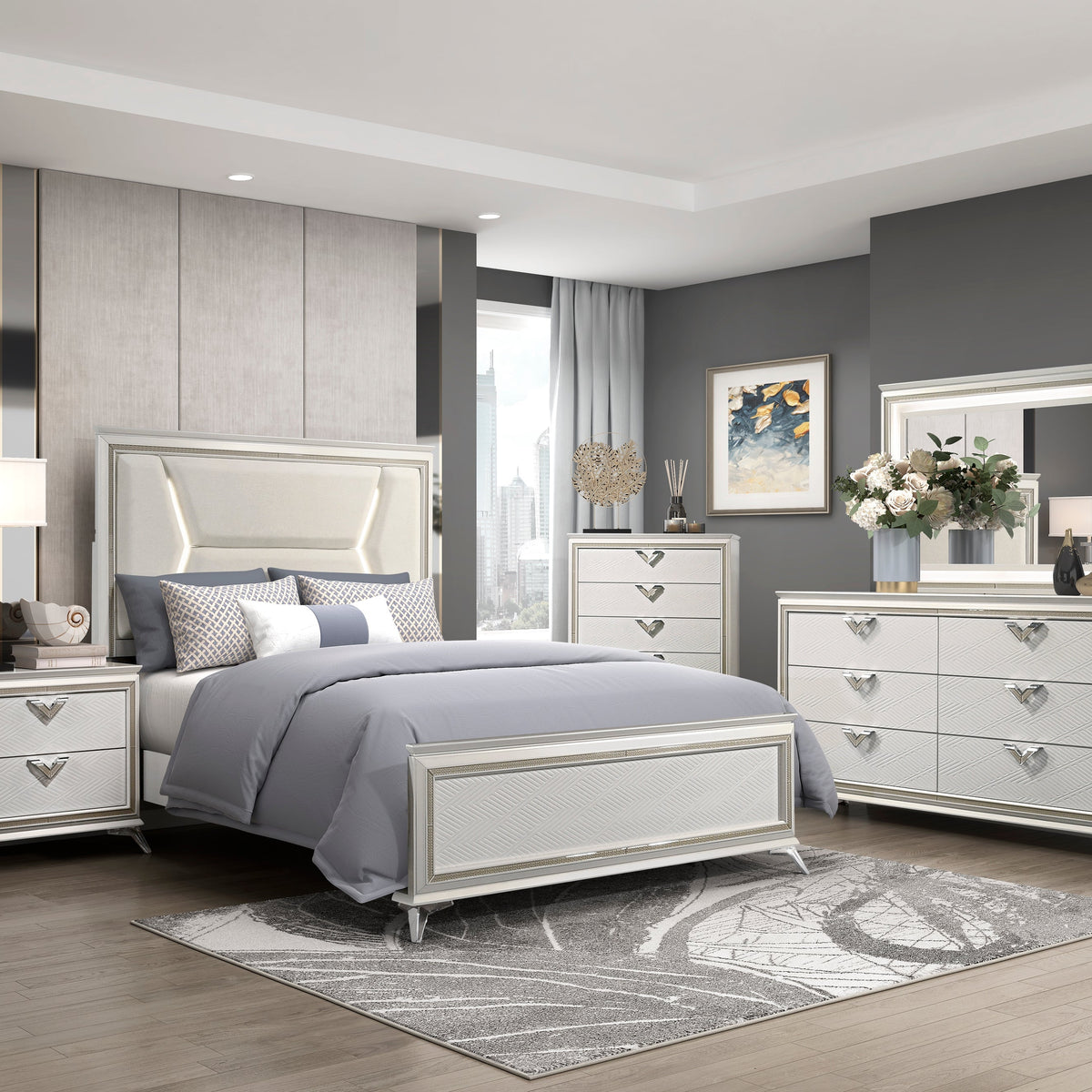 Audra White Panel Bedroom Set-Eve Furniture