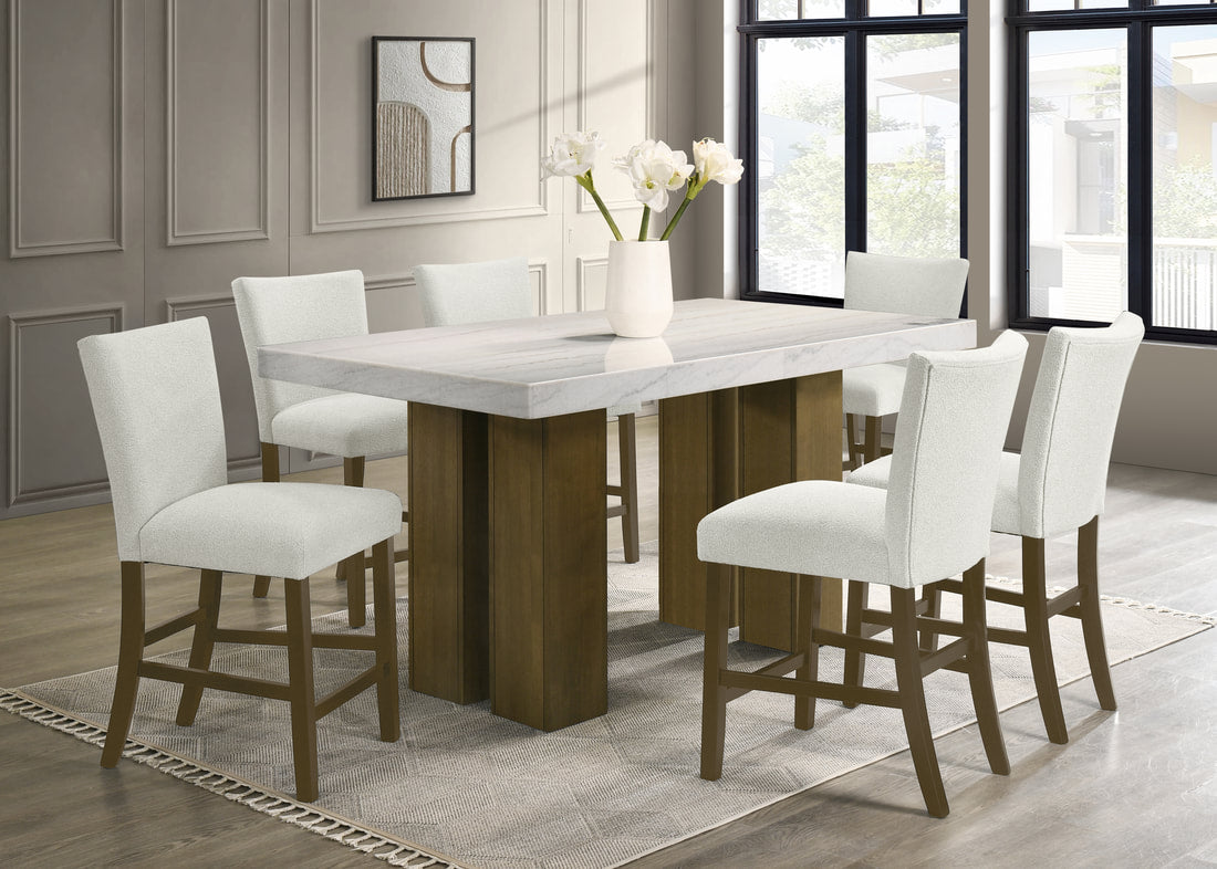 Capri Genuine Marble 7-Piece Dining Room Set - Eve Furniture