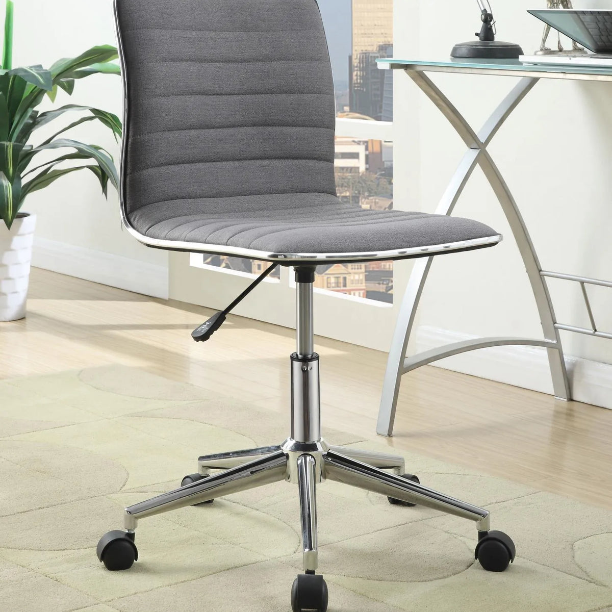 Chryses Gray and Chrome Adjustable Height Office Chair - Eve Furniture