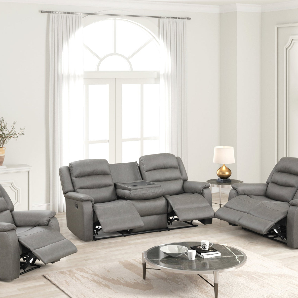 Hope Gray 3-Piece Reclining Living Room Set - Eve Furniture