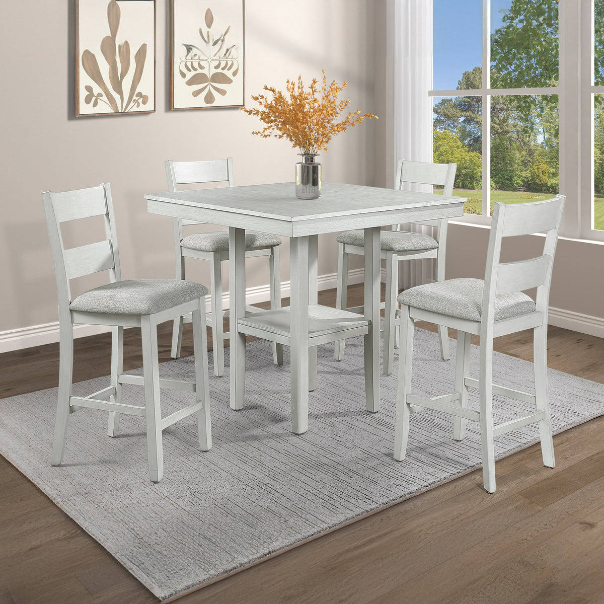 Lester Driftwood 5-Piece Counter Height Set - Eve Furniture