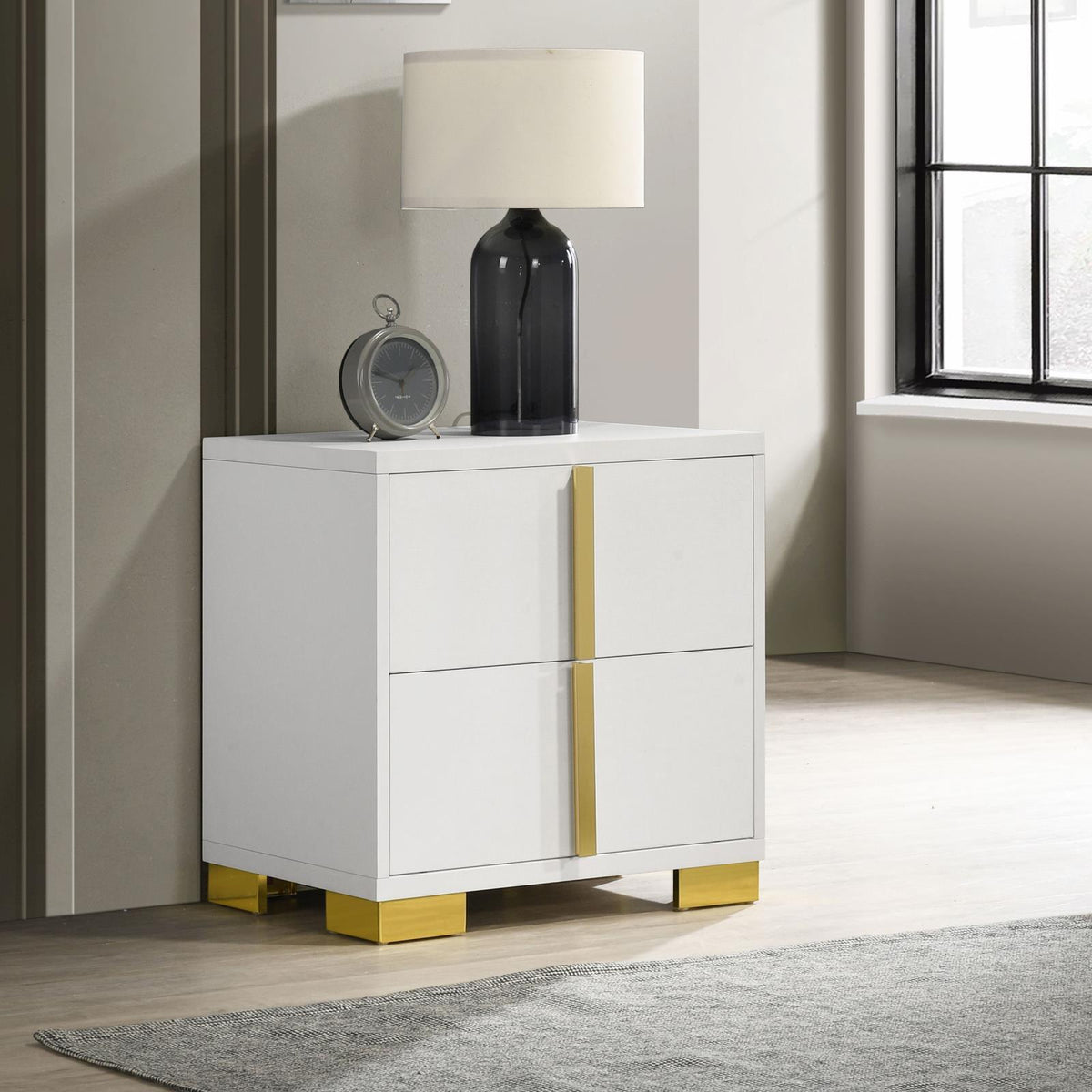 Marceline White 2-drawer Nightstand - Eve Furniture
