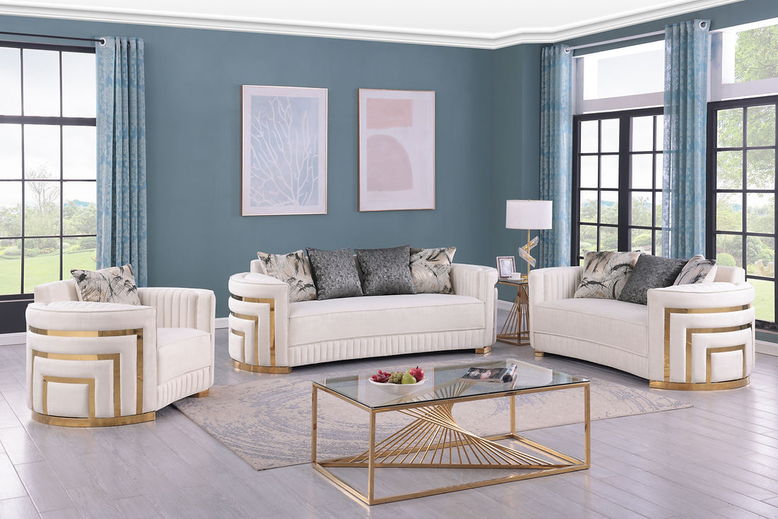 S3300 Minerva (Cream) Living Room Set - Eve Furniture