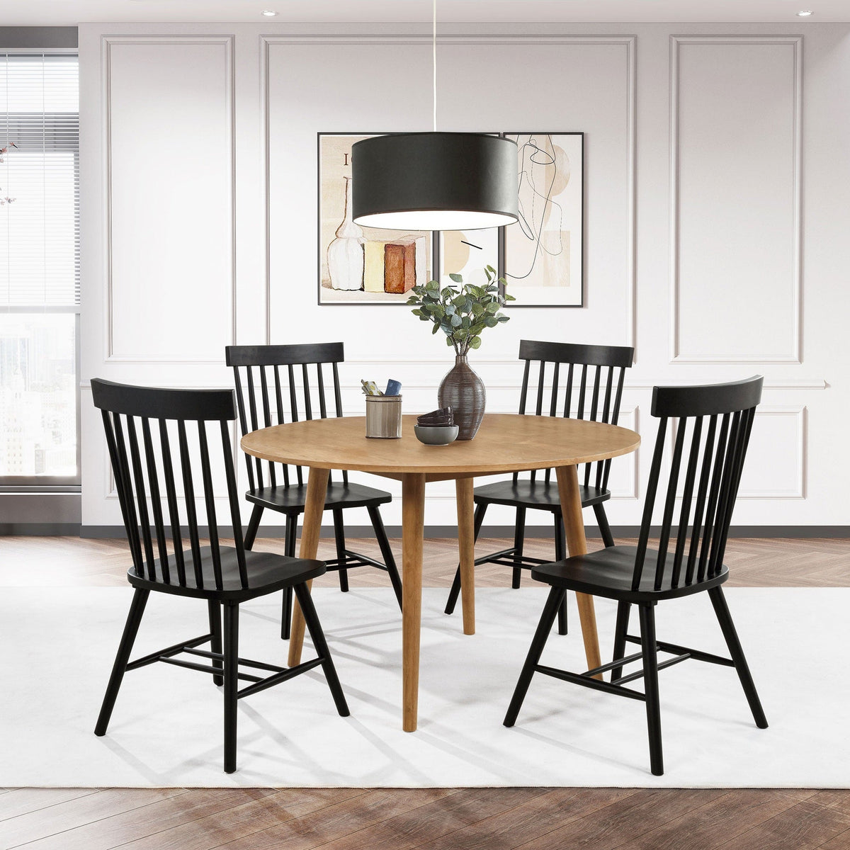 Andrews Black/Light Ash 5-piece Round Dining Table Set – Eve Furniture