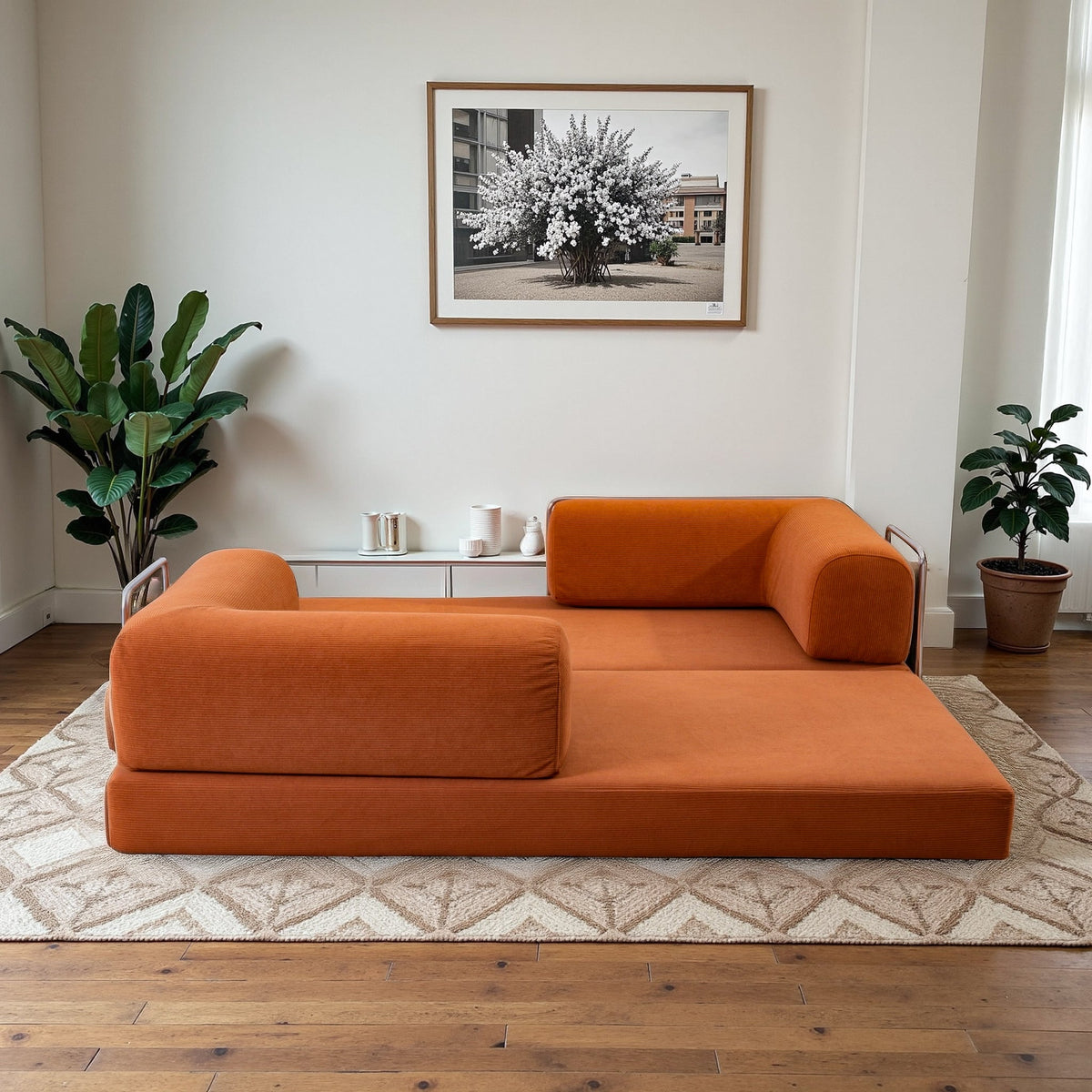 Estelle Orange Corduroy Daybed - Eve Furniture