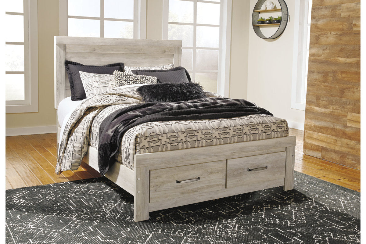 Bellaby Whitewash Queen Platform Bed with 2 Storage Drawers by Ashley ...
