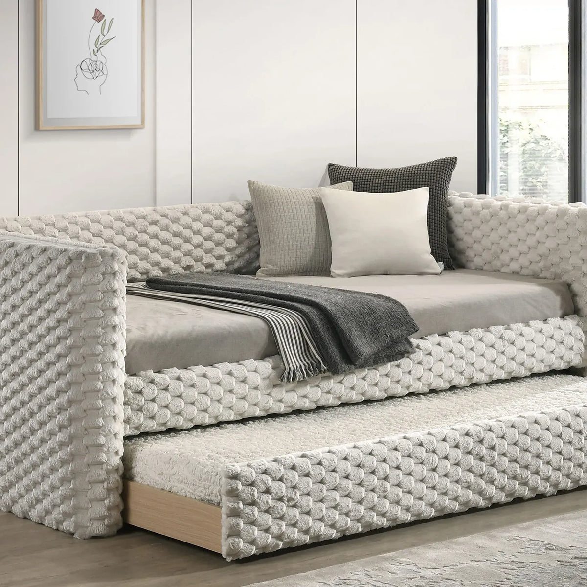 Brielle White Dove Daybed with Trundle – Eve Furniture
