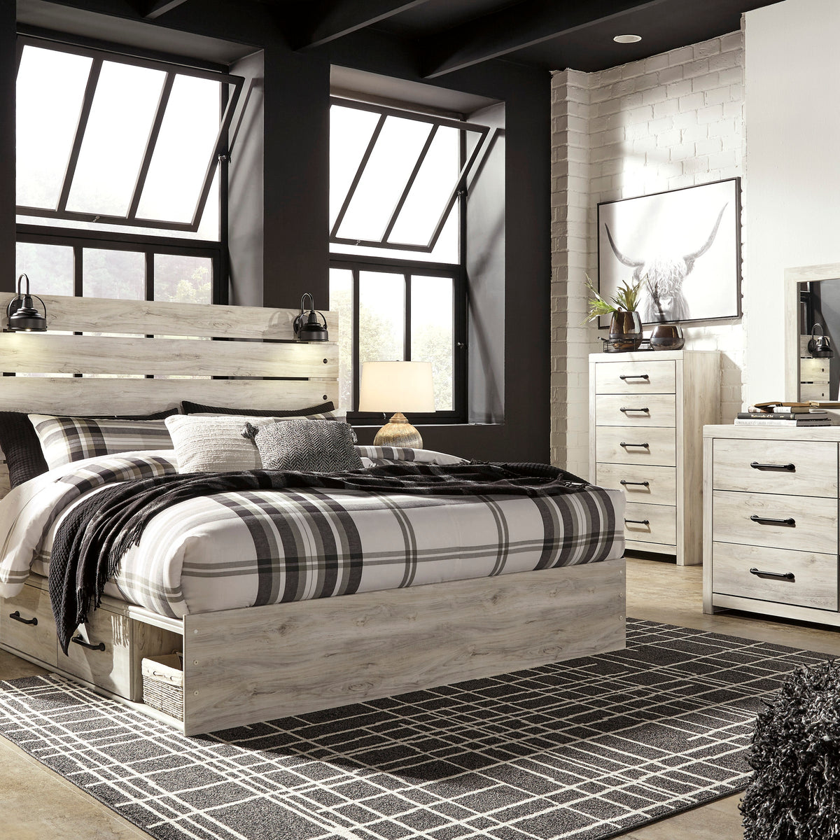 Cambeck Whitewash Side Storage Platform Bedroom Set by Ashley Furniture ...