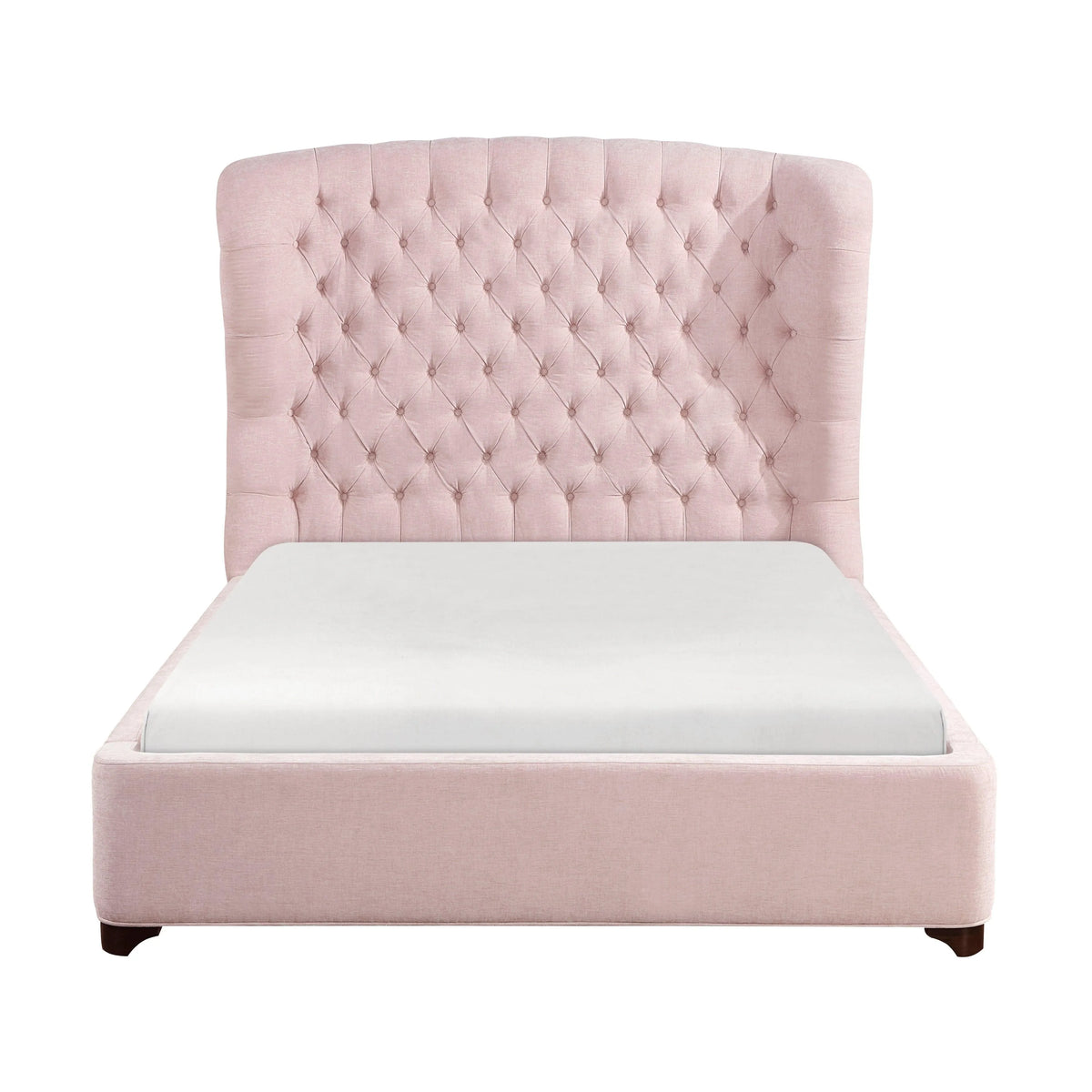 Cameo Pink Queen Upholstered Wingback Bed - Eve Furniture
