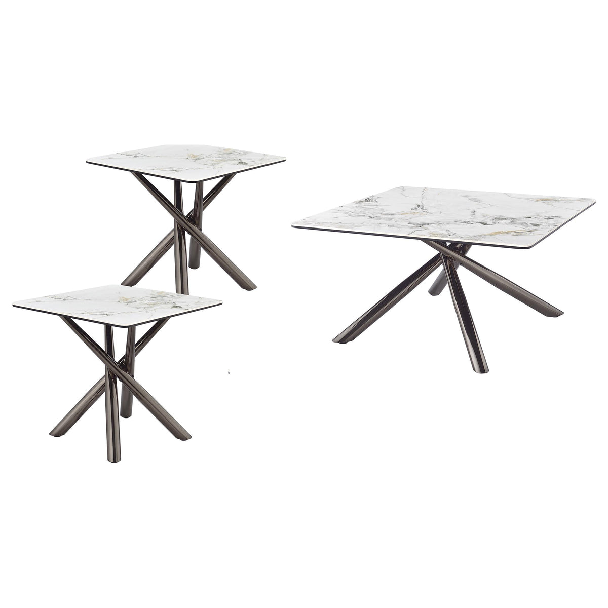 Carvell Mirage White 3-Piece Square Coffee and End Table Set - Eve ...