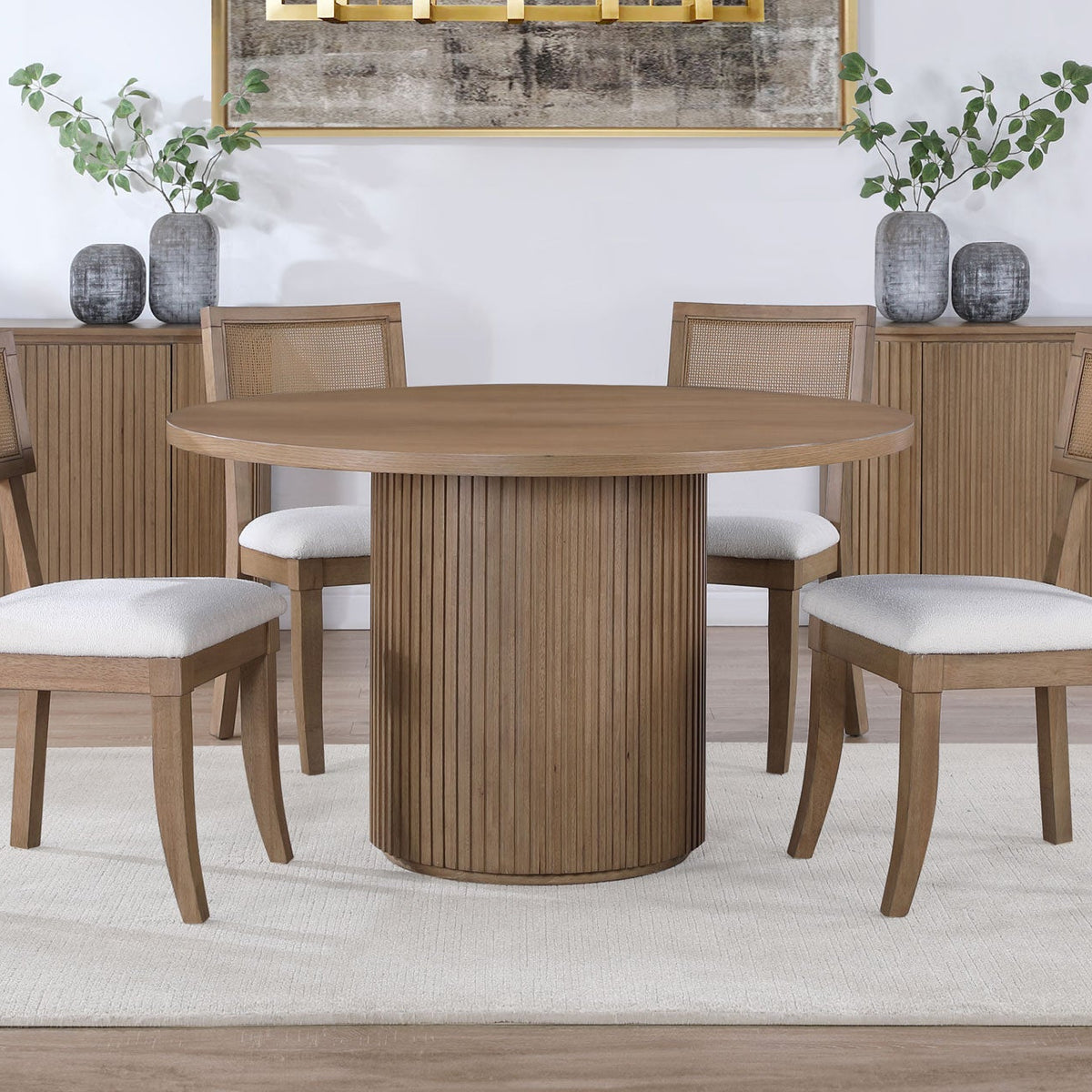 Colvin Toffee Brown Round Dining Room Set - Eve Furniture