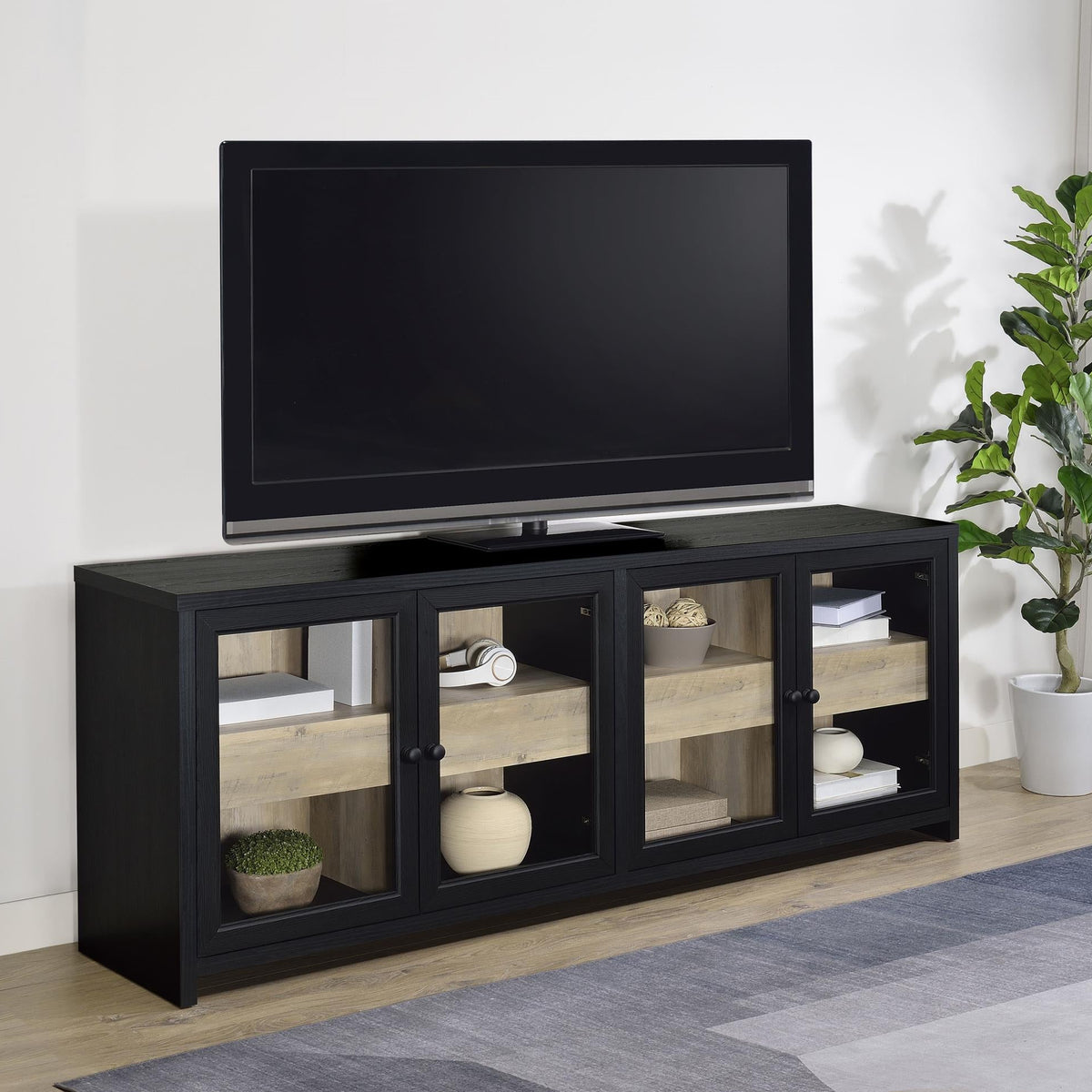 Denison Black 79-inch 4-Door TV Stand Media Console - Eve Furniture