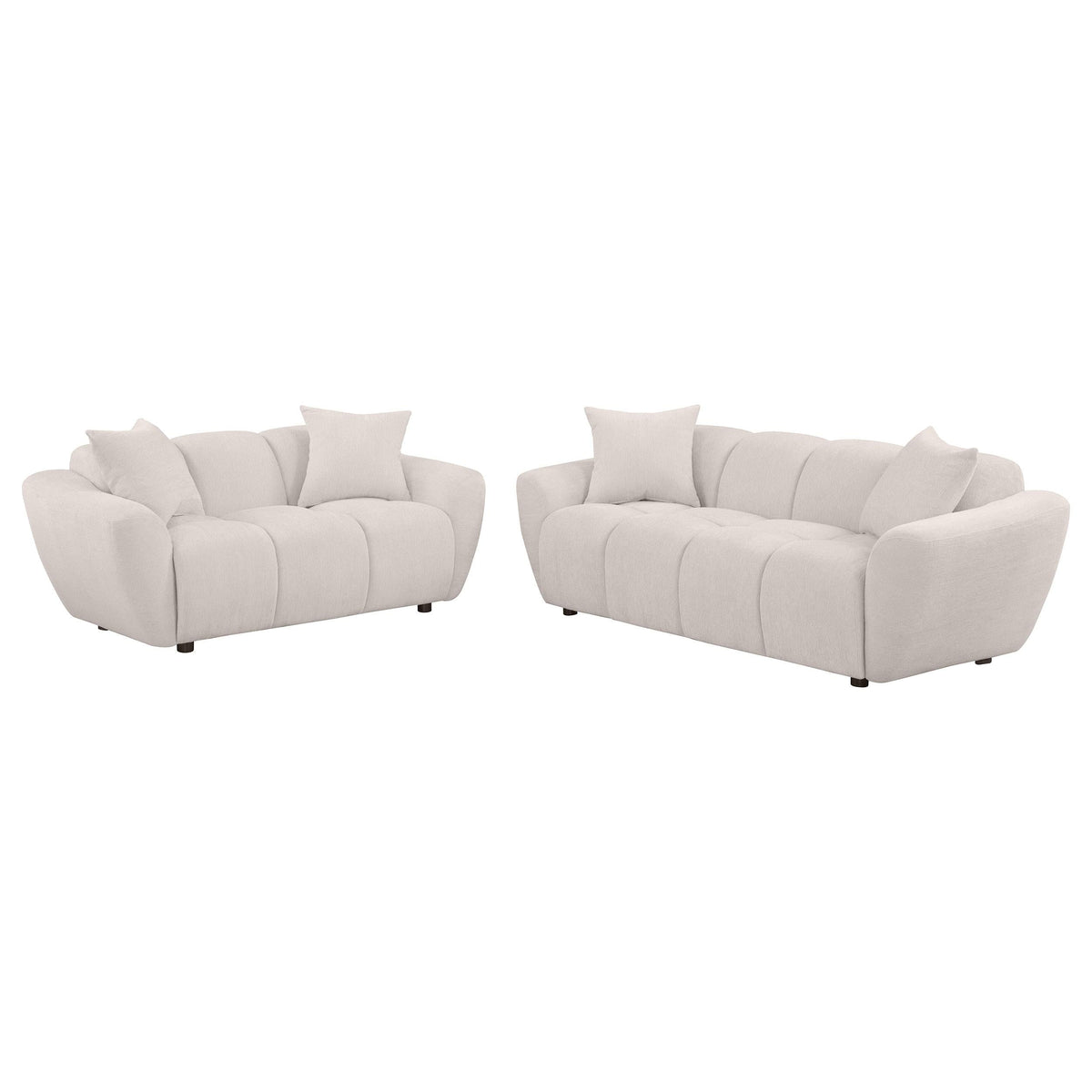 Destino Greige 2-Piece Chenille Splayed Arm Living Room Set - Eve Furniture