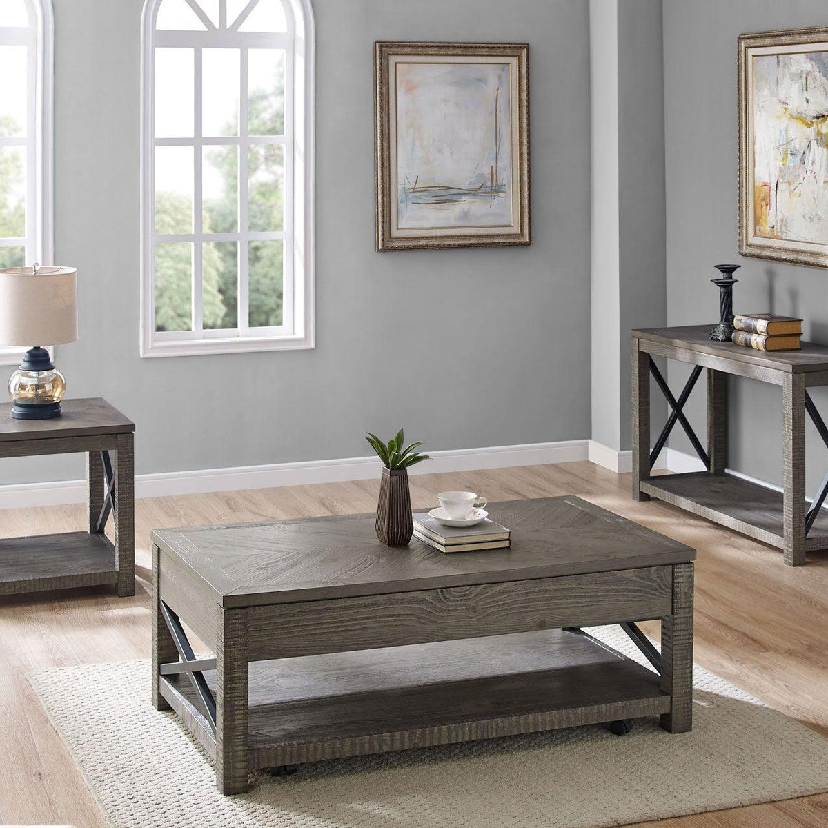 Dexter 3-Piece Lift-Top Set (Lift-Top Cocktail & 2 End Tables) - Eve ...