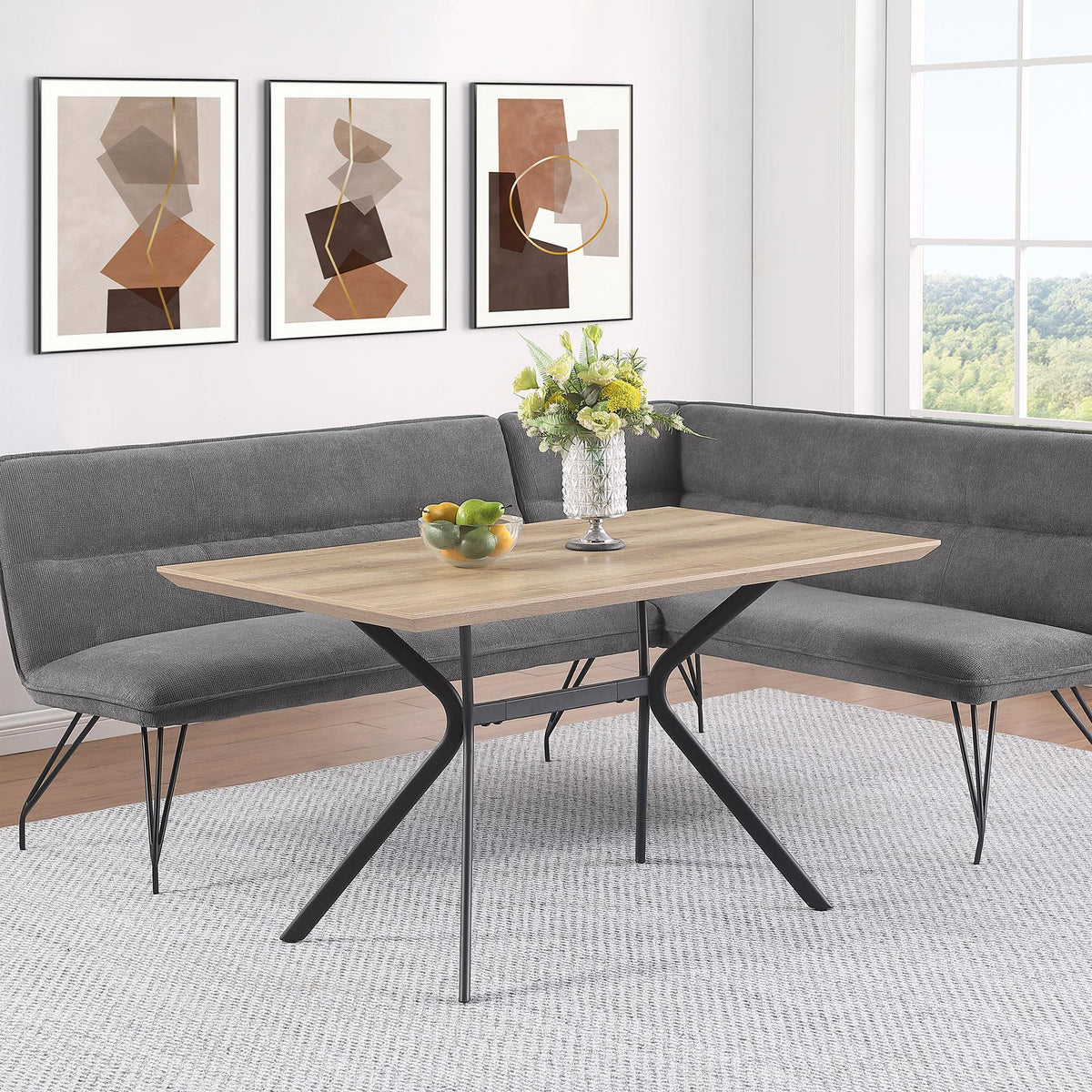 Dodson Fabric Upholstered L-Shaped Nook Dining Bench Grey - Eve Furniture