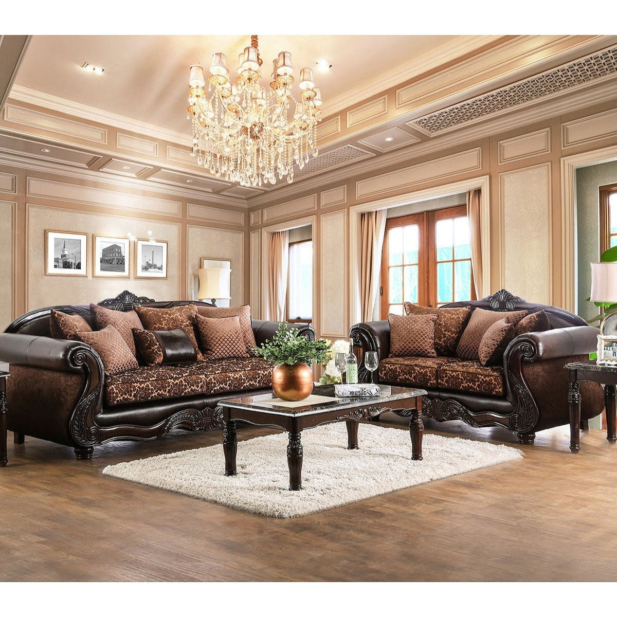 Elpis Brown/Espresso Sofa & Loveseat - Eve Furniture