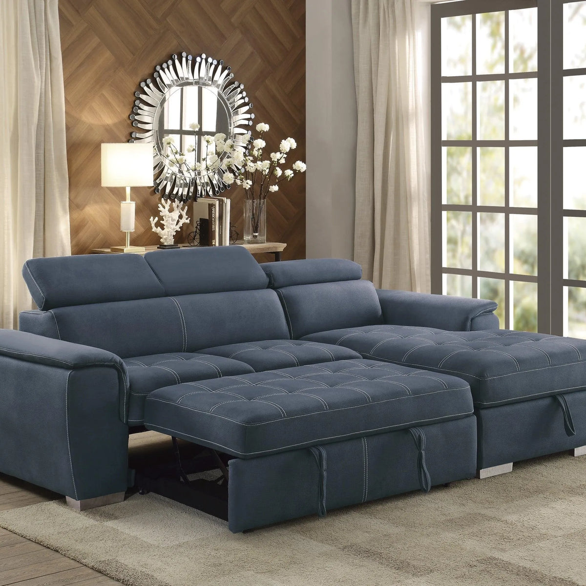 Ferriday Blue Storage Sleeper Sectional – Eve Furniture