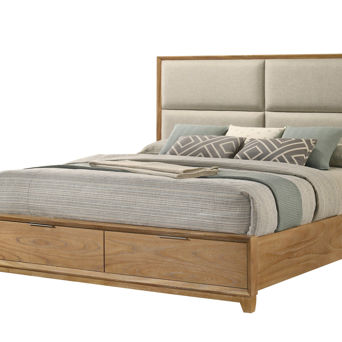 Florian Natural Queen Upholstered Storage Platform Bed – Eve Furniture