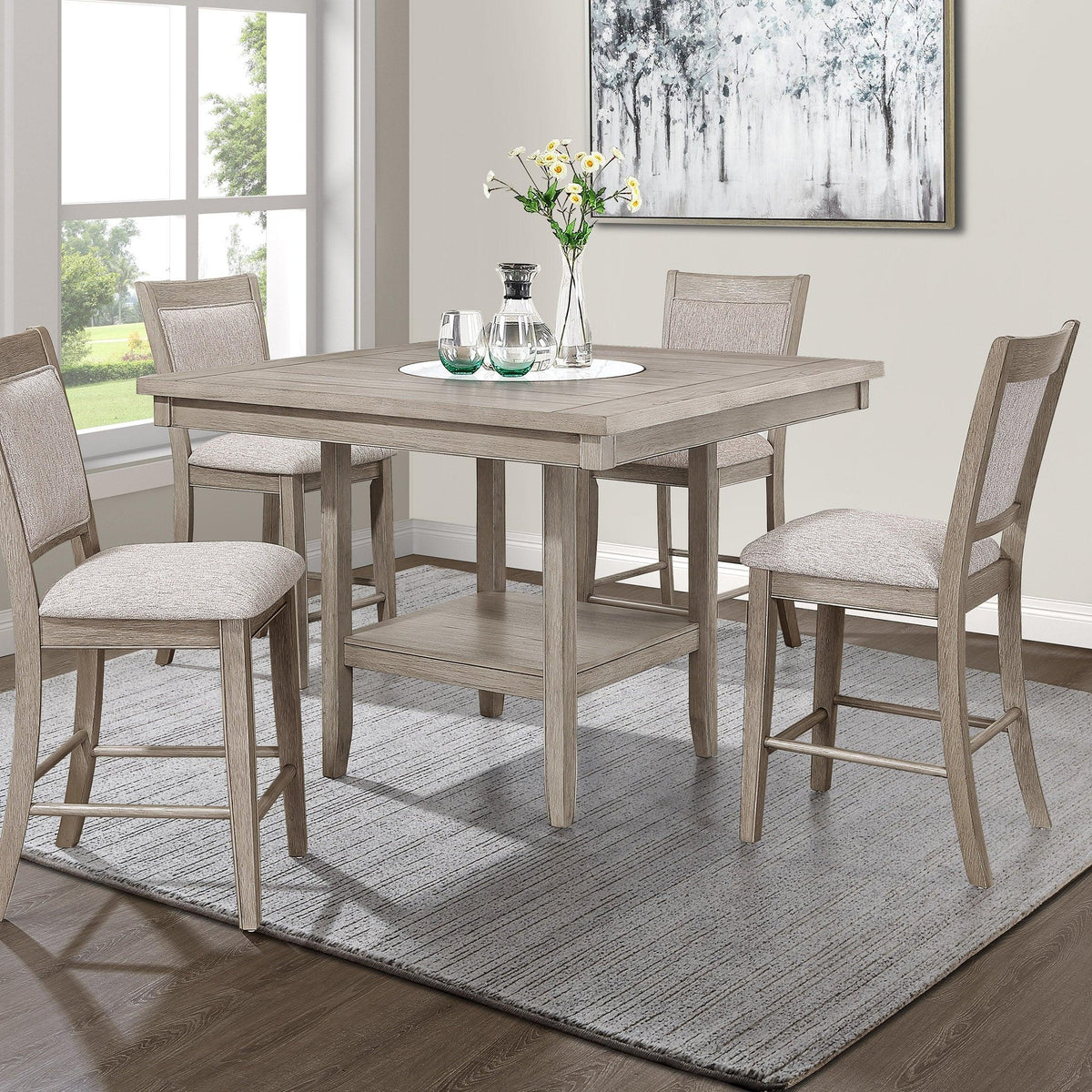 Fulton White Oak Counter Height Dining Set - Eve Furniture