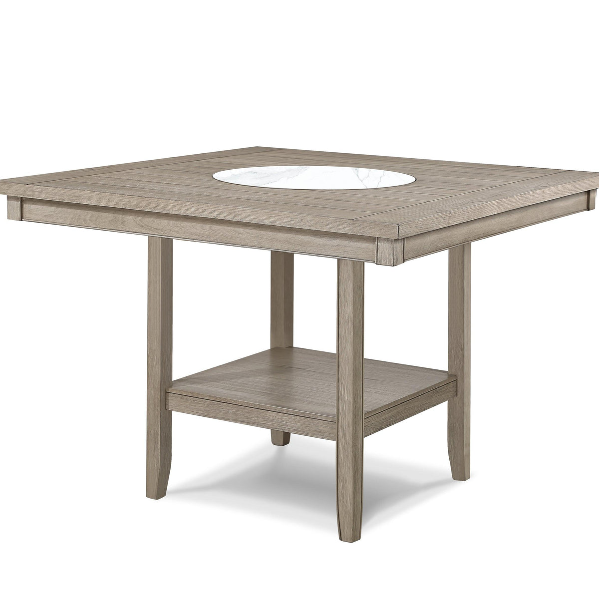 Fulton White Oak Counter Height Dining Table with Lazy Susan - Eve ...