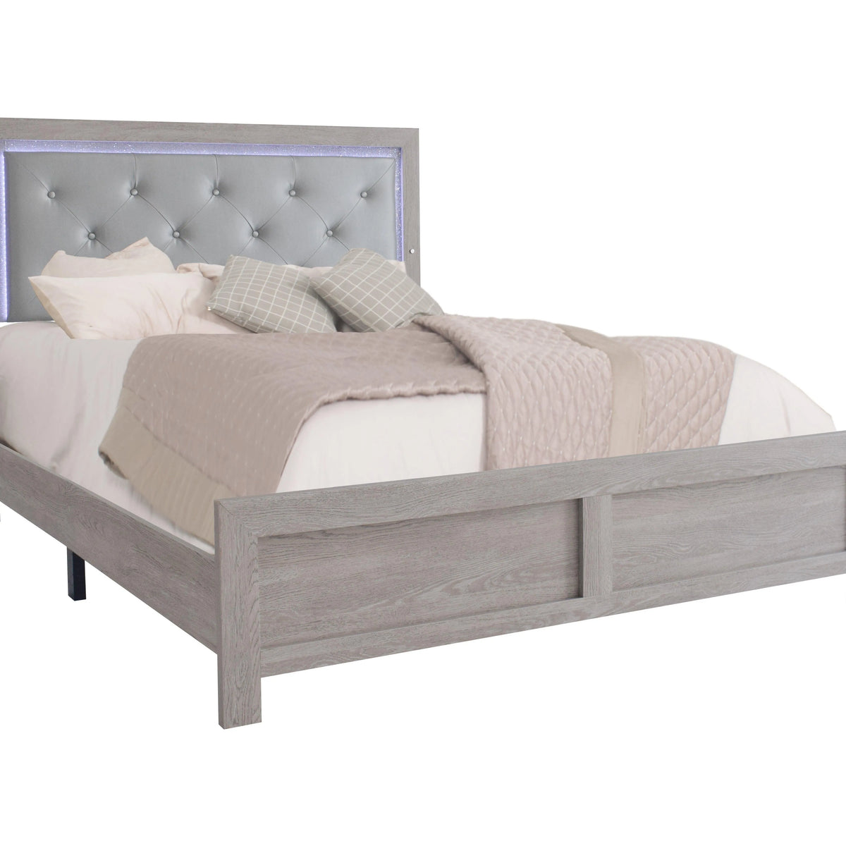 Jaylen Cream Queen LED Panel Bed - Eve Furniture