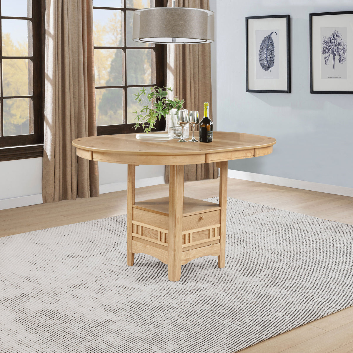 Lavon Light Oak Oval 60-inch Counter Height Extension Dining Table ...