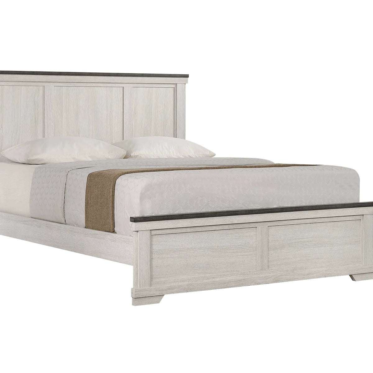 Leighton Cream/Brown Queen Panel Bed - Eve Furniture