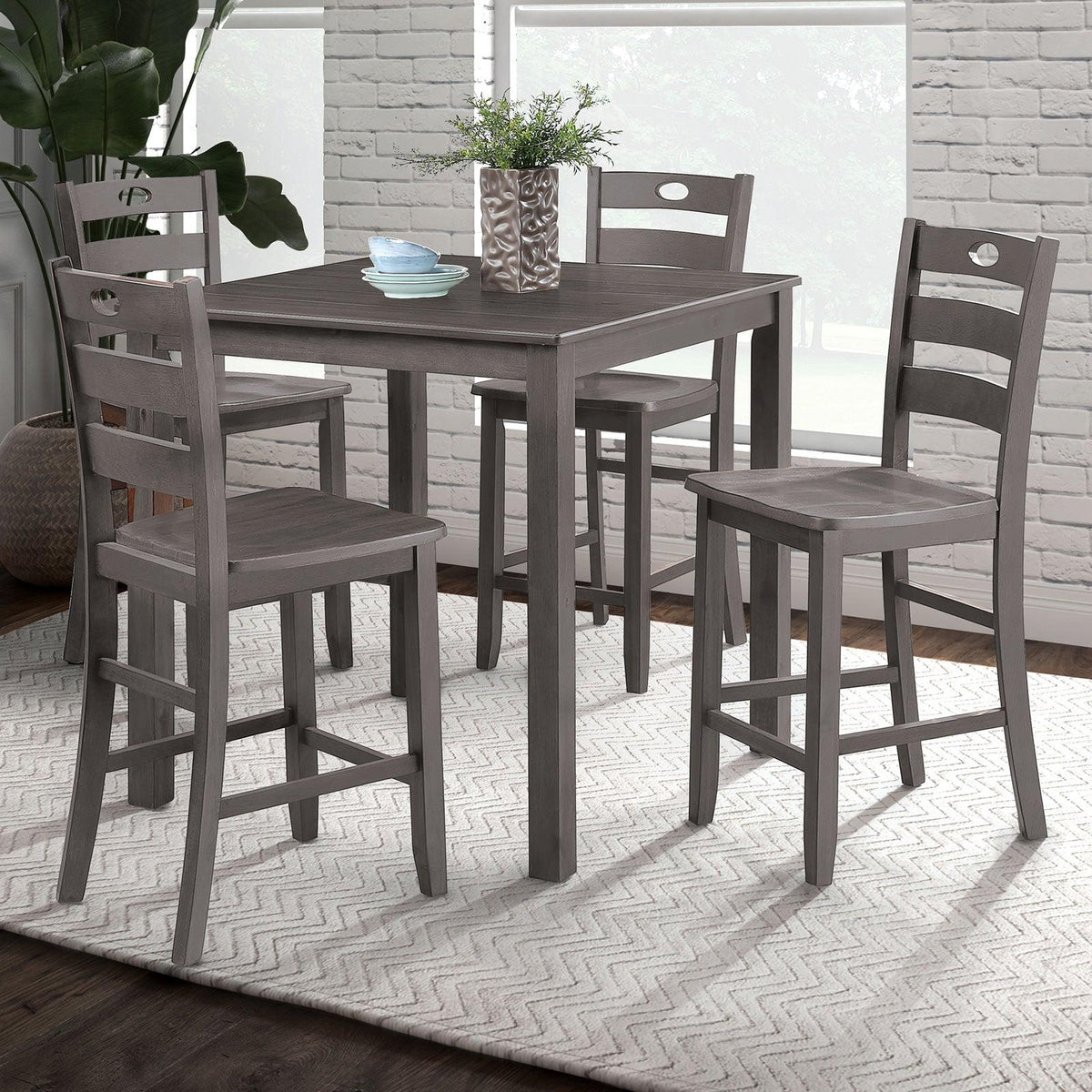 Lubbock Gray 5 Pc. Counter Ht. Table Set - Eve Furniture