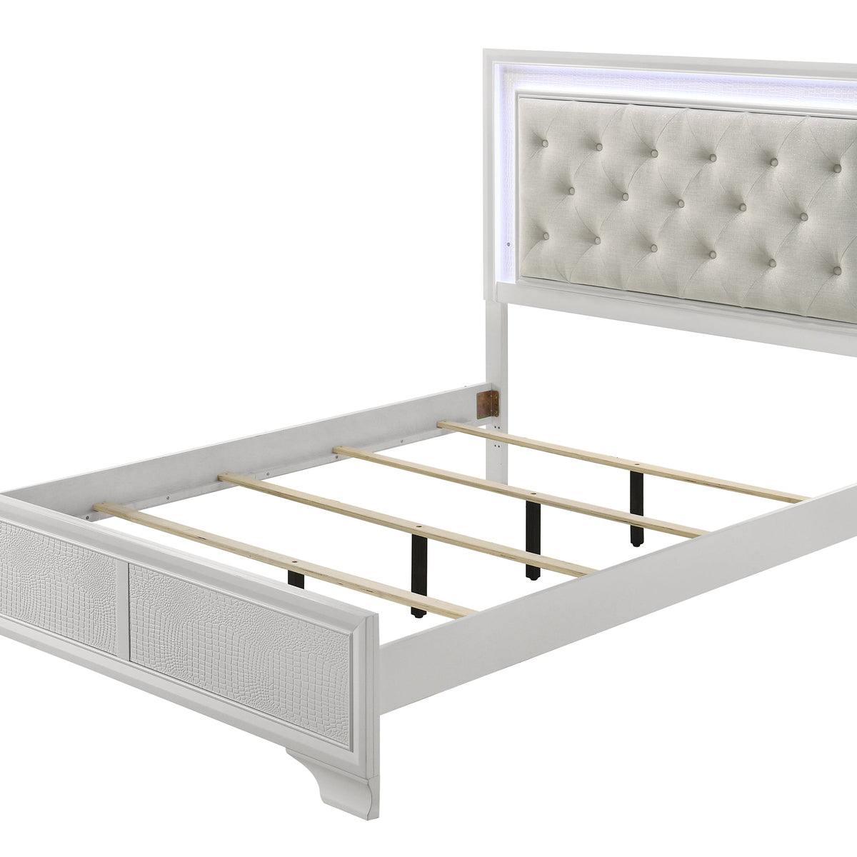 Lyssa Oat and Frost Full LED Upholstered Panel Bed – Eve Furniture