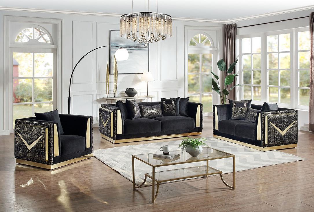 S4030 Monaco (Black) Living Room Set - Eve Furniture
