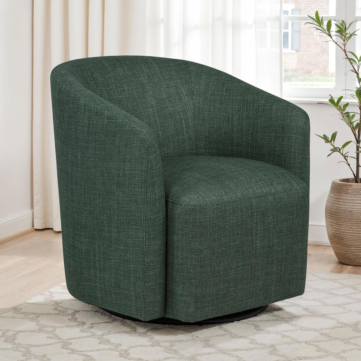 Mossbrook Green Upholstered Swivel Accent Chair - Eve Furniture
