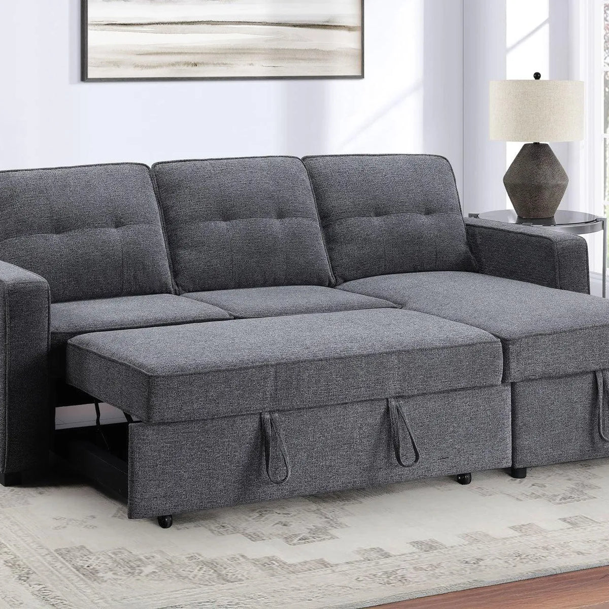 Noah Flippable, Convertible Storage Sleeper Chofa, Gray - Eve Furniture