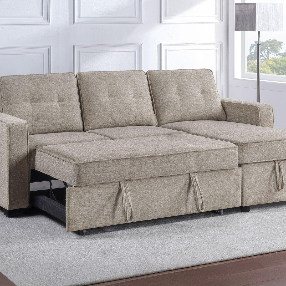 Noah Flippable, Convertible Storage Sleeper Chofa, Tan - Eve Furniture