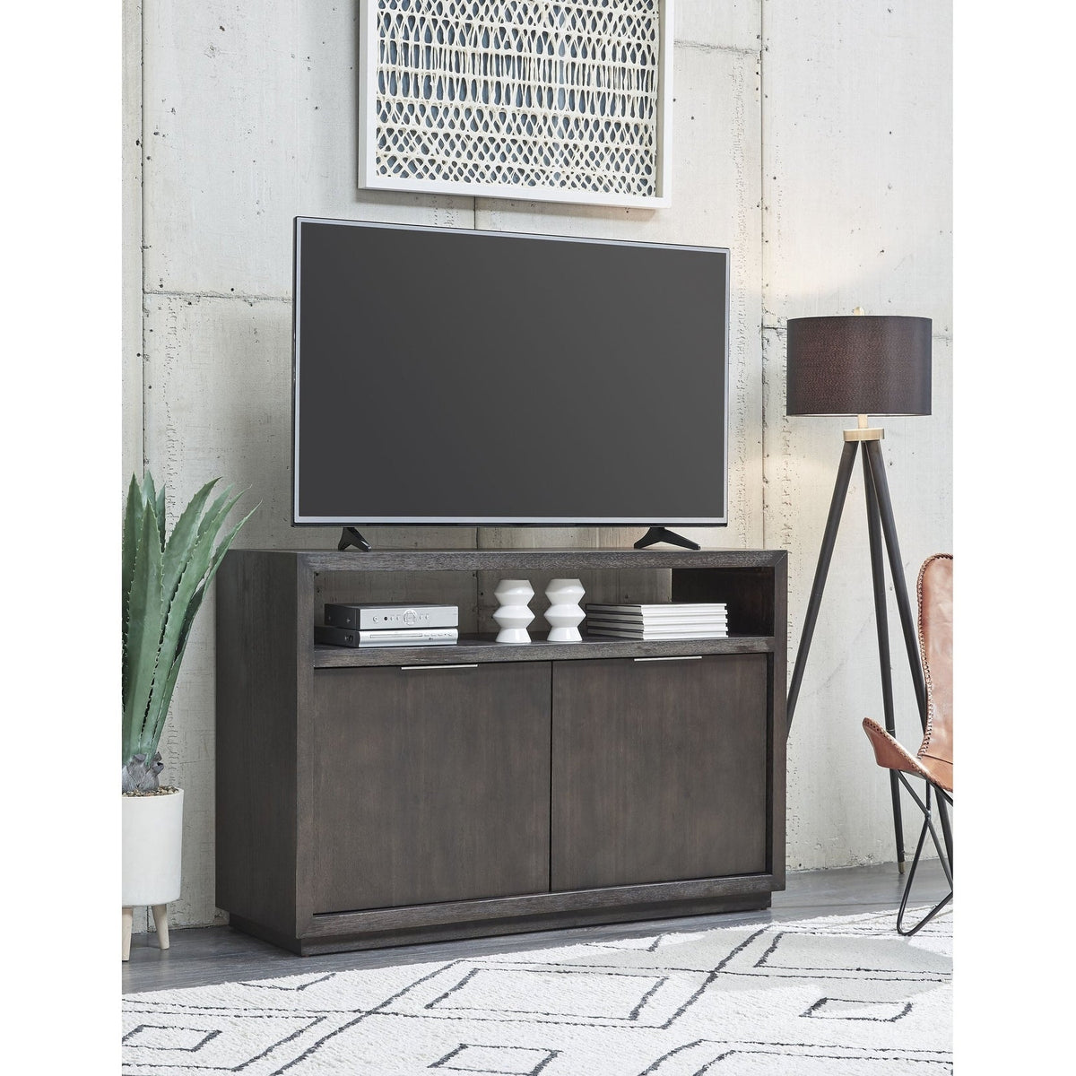Oxford Solid Wood 54 inch Media Console in Basalt Grey – Eve Furniture