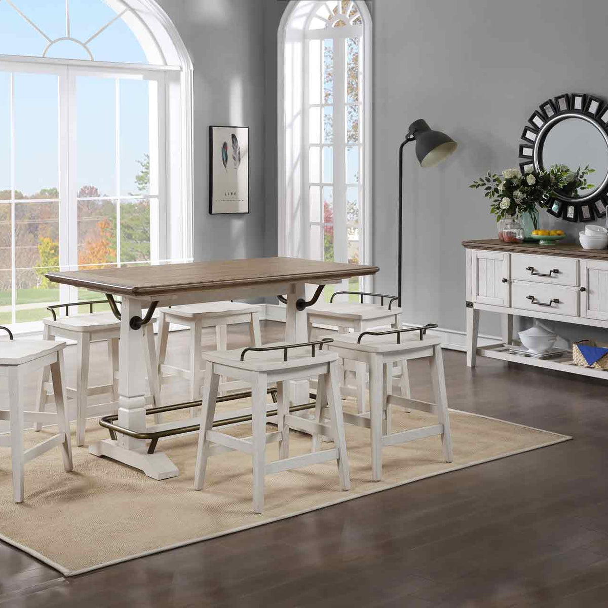 Pendleton Ivory/Honey Oak Counter Height Dining Set - Eve Furniture