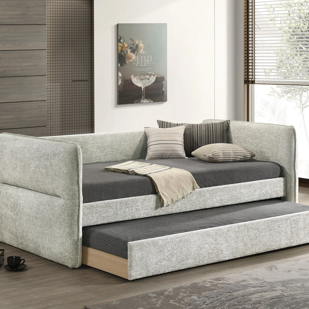 Philipa Light Grey Daybed with Trundle – Eve Furniture