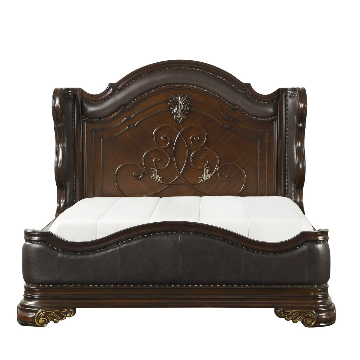 Royal Highlands Rich Cherry Queen Upholstered Panel Bed - Eve Furniture