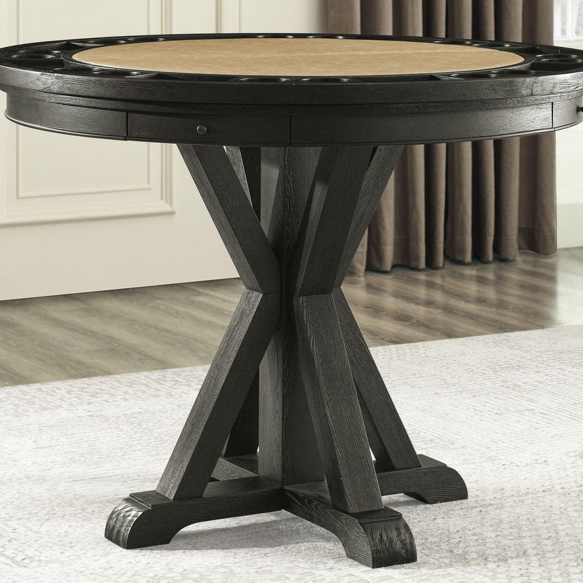 Rylie 48-inch Round Counter Dining Table with 4 Drawers and Game Top ...