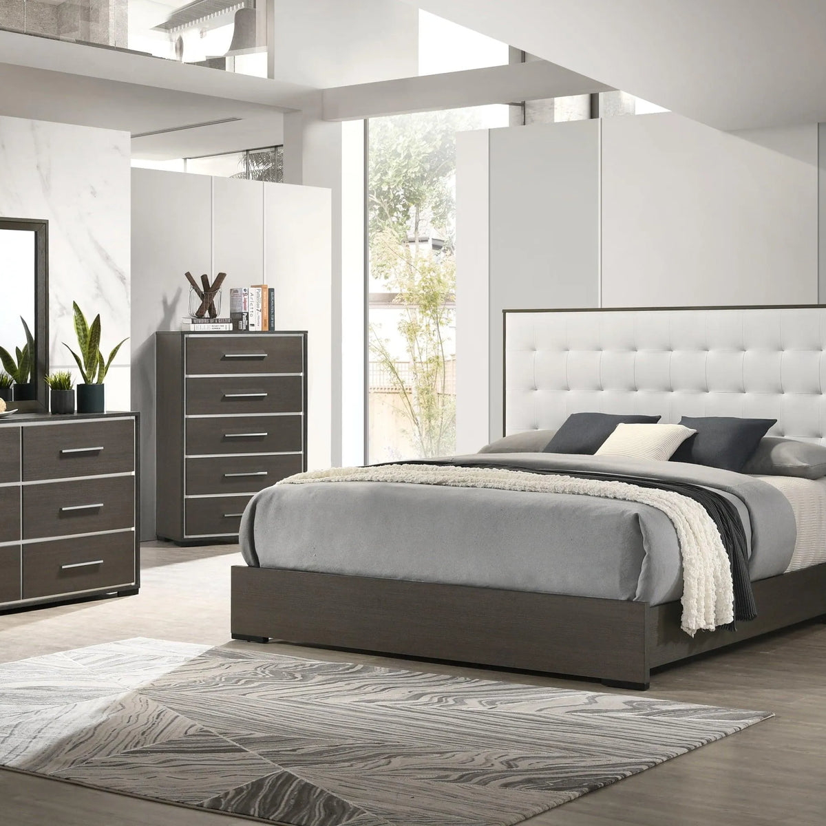 Sharpe Brown Upholstered Panel Bedroom Set - Eve Furniture