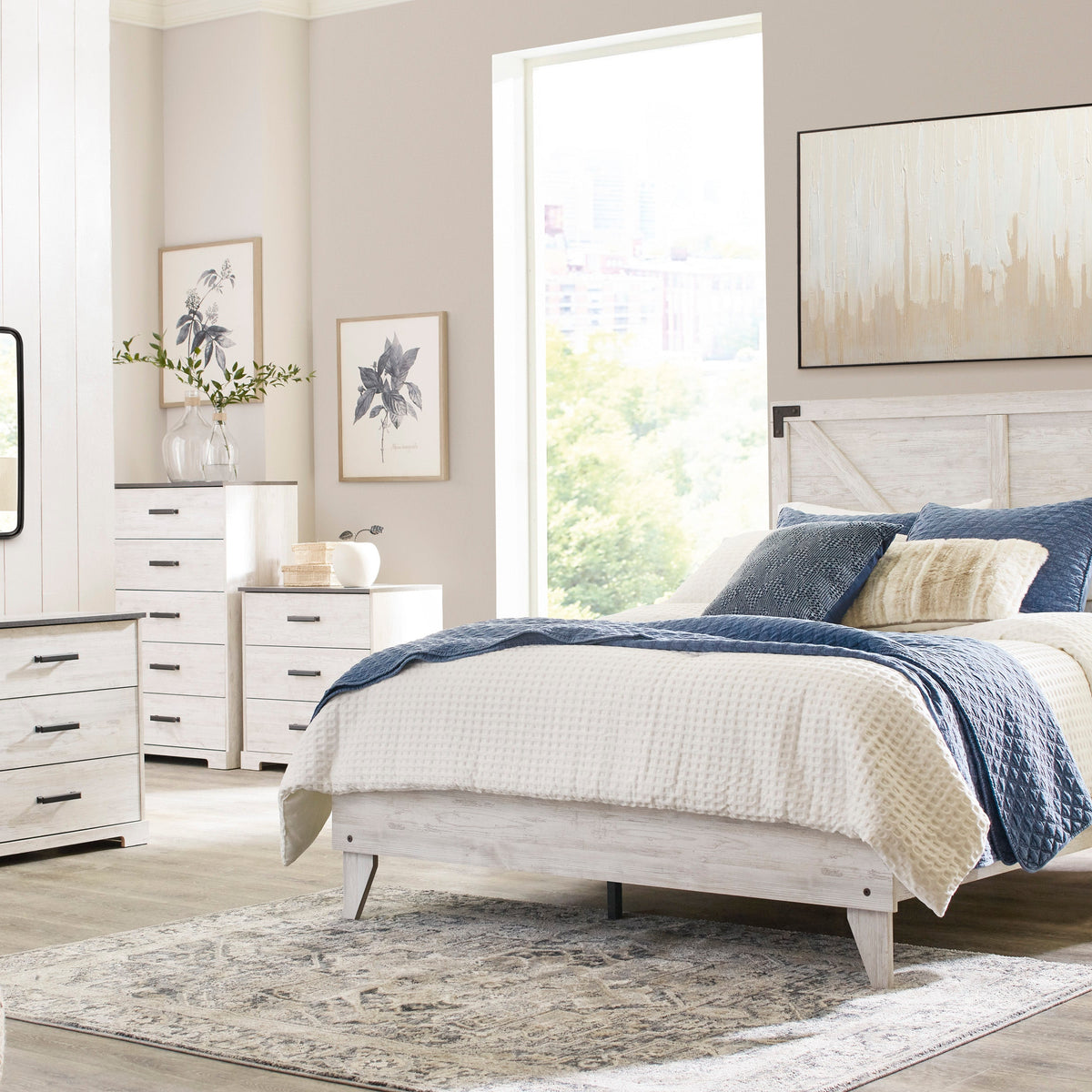 Shawburn Whitewash Crossbuck/Charcoal Gray Youth Platform Bedroom Set ...