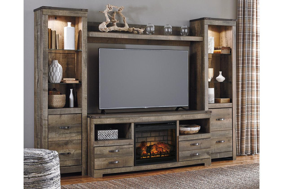 Trinell Brown 4-Piece Entertainment Center with Electric Fireplace by ...