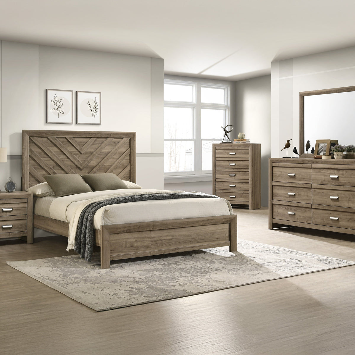 Valor Light Brown Panel Bedroom Set – Eve Furniture