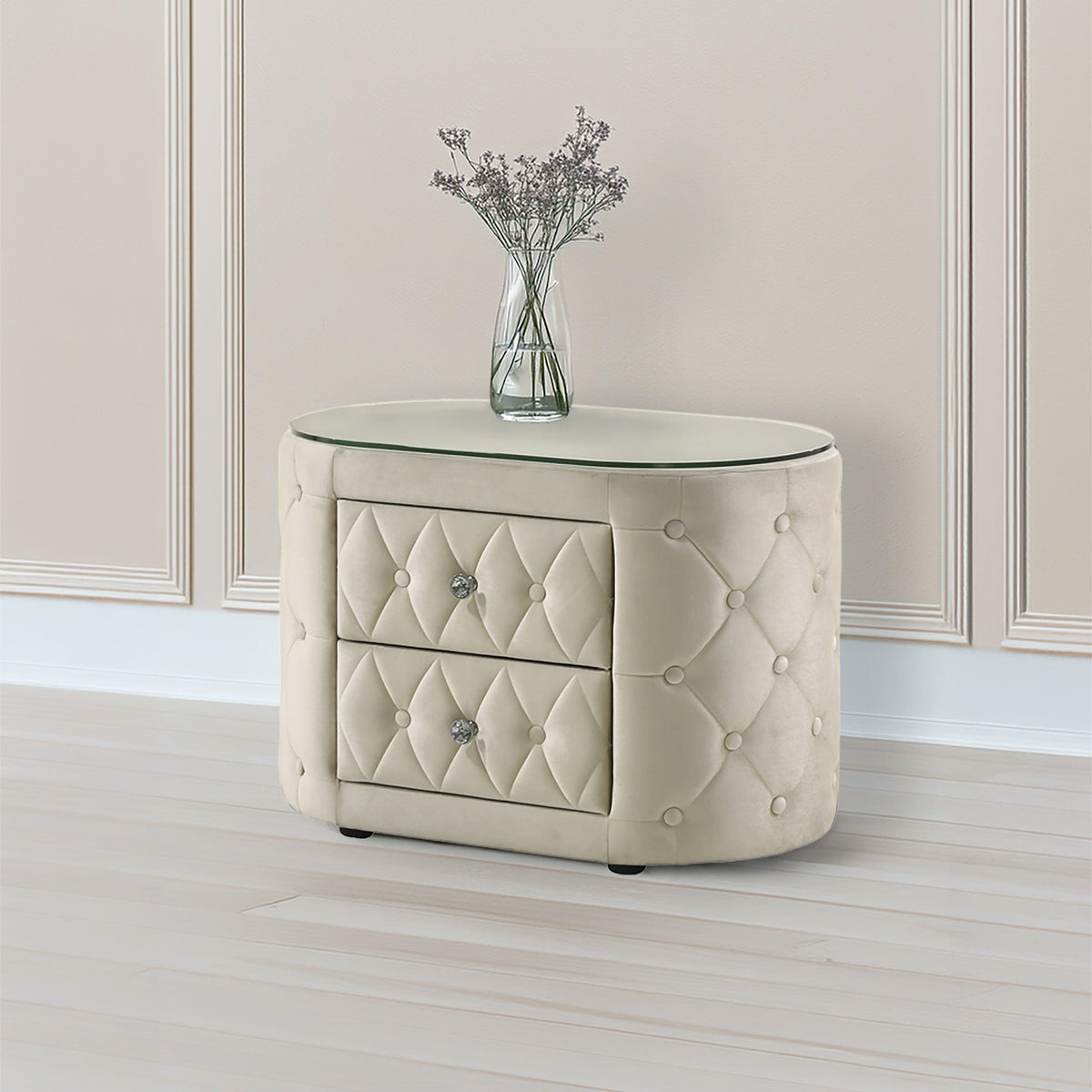 Voltare Ivory Nightstand - Eve Furniture