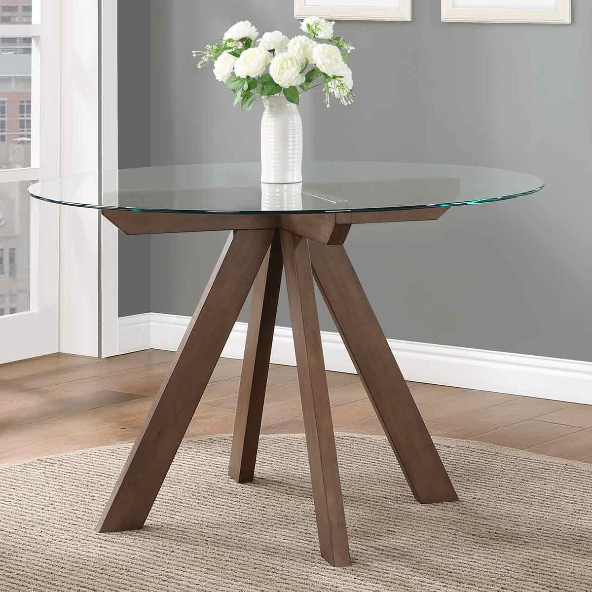 Wade 48-inch Round Glass-Top Dining Table - Eve Furniture