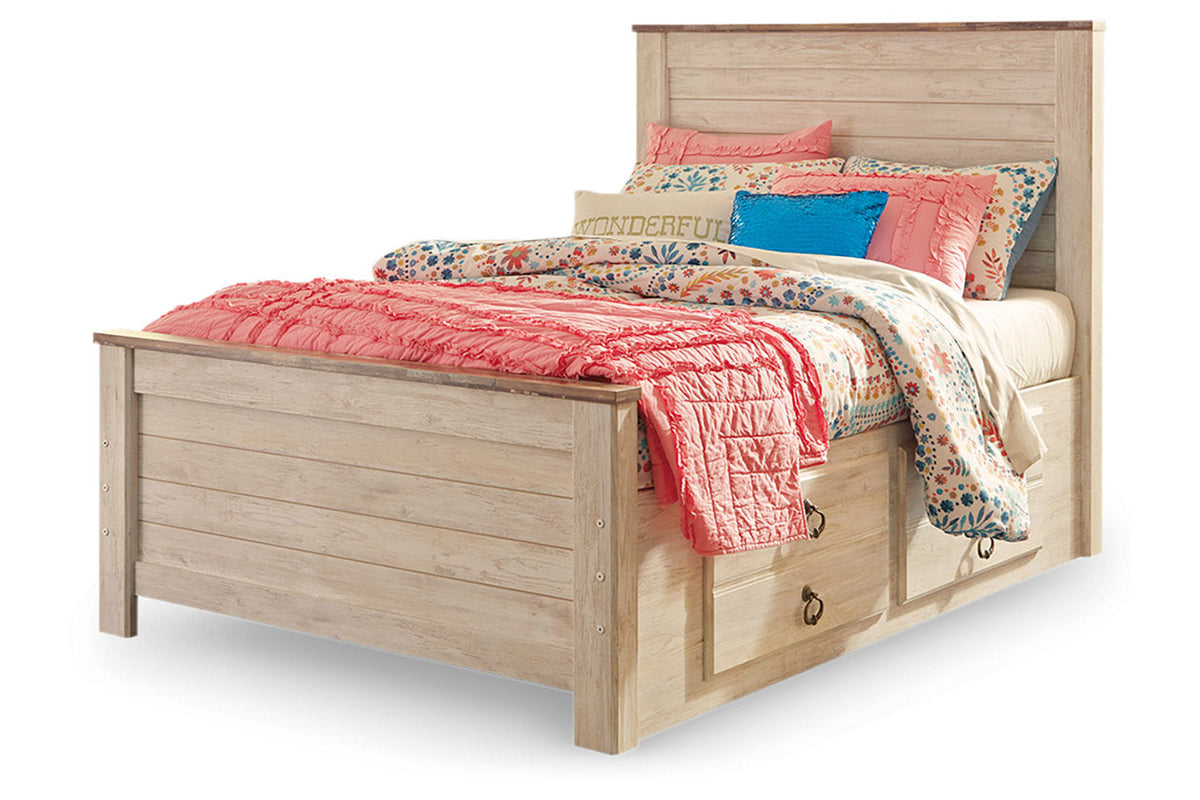Willowton Whitewash Full Panel Bed with 2 Storage Drawers by Ashley ...