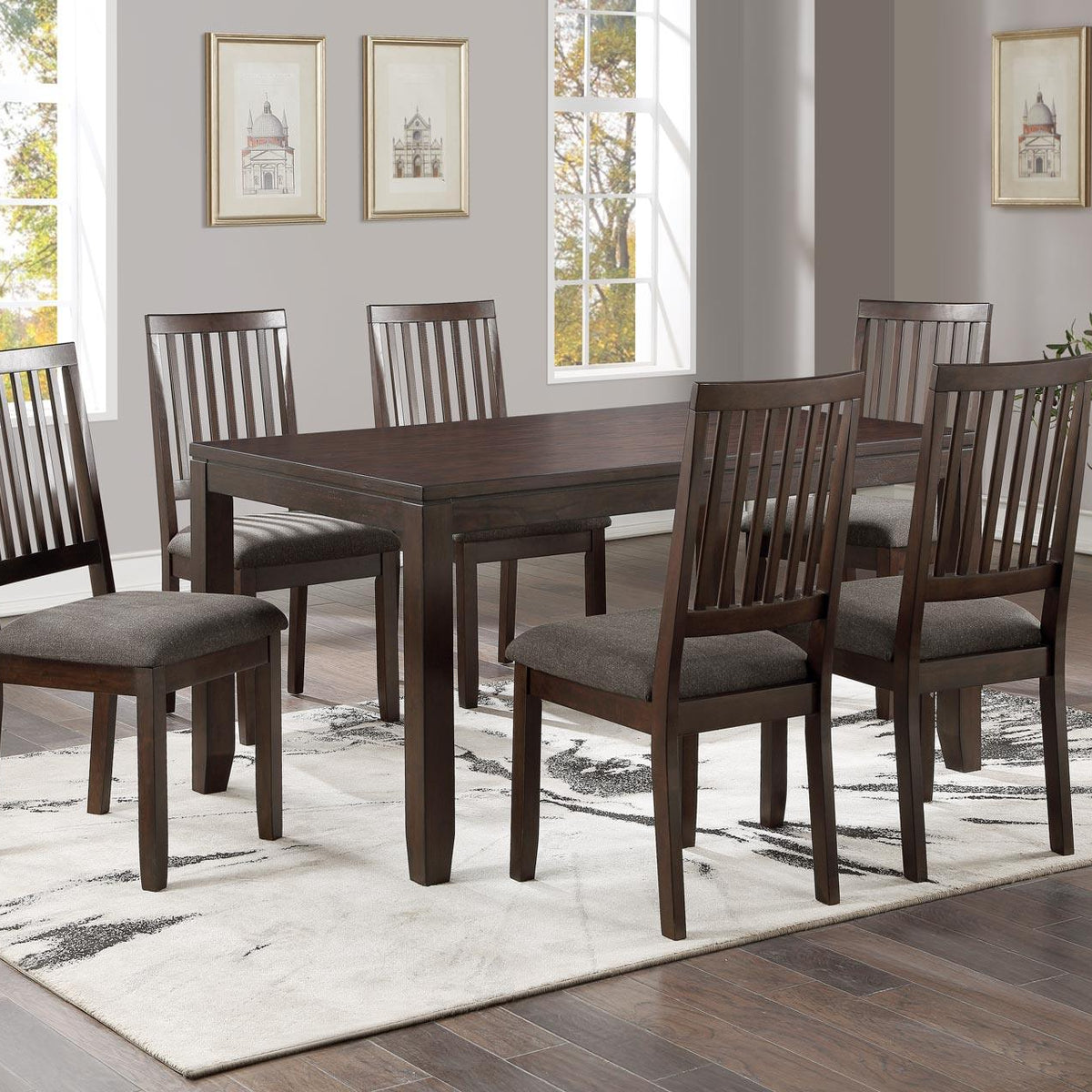 Yorktown Espresso 7-Piece Dining Room Set - Eve Furniture